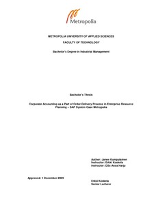 Corporate Accounting as a Part of Order-Delivery Process in Enterprose Resource Planning - SAP ...